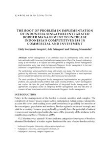 THE ROOT OF PROBLEM IN IMPLEMENTATION OF INDONESIA-SINGAPORE INTEGRATED BORDER MANAGEMENT TO ...